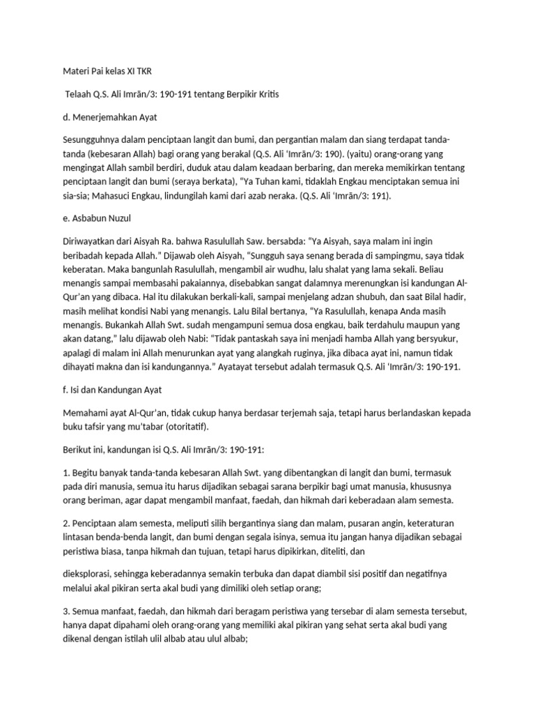 Materi Pai Kelas XI TKR | PDF