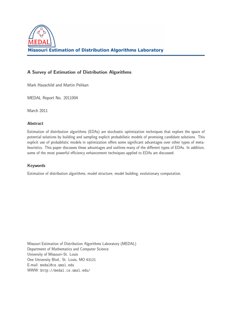 A Survey of Estimation of Distribution Algorithms | PDF | Bayesian ...