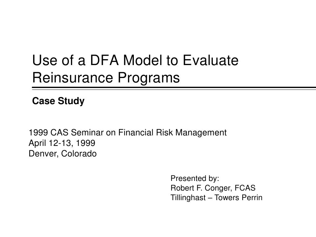 Evaluating Reinsurance with DFA Model | PDF | Reinsurance | Risk Management