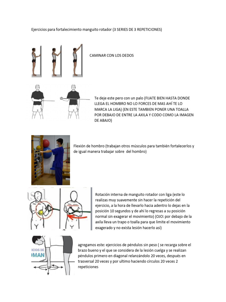 Ejercicios para Fortalecimiento Manguito Rotador | PDF