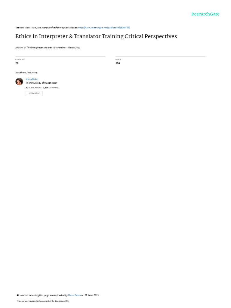 Ethics in Interpreter Translator Training Critical Perspectives | PDF ...