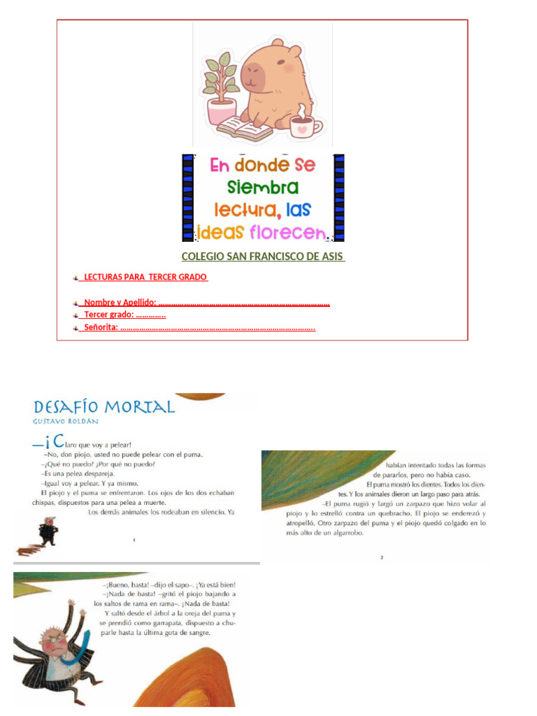 Cuadernillo de Lecturas para 3ro A Y B SANFRA 2025 | PDF