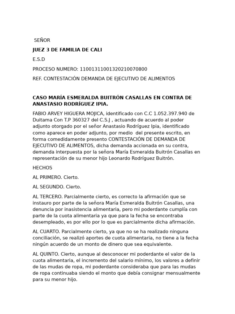 Caso María Esmeralda Buitrón Casallas en Contra de Anastasio Rodríguez ...