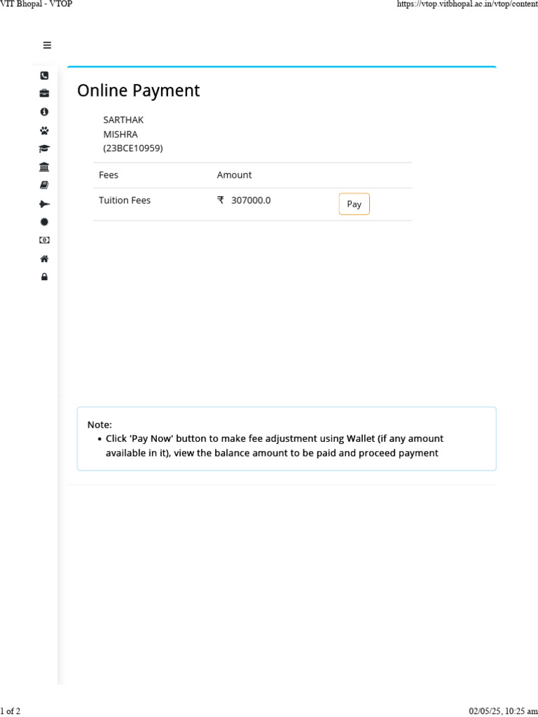 VTOP Portal Login for VIT Bhopal Students | PDF