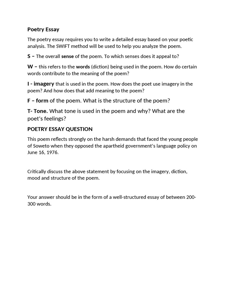 Poetry Analysis Essay Assignment | PDF