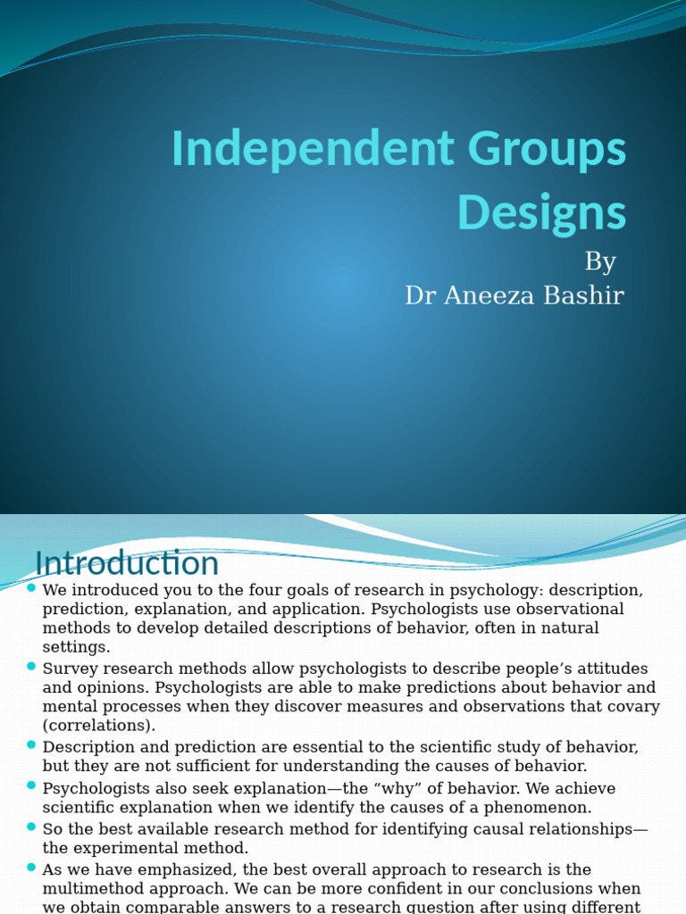 Independent Groups Designs Improved | PDF | Experiment | Statistics