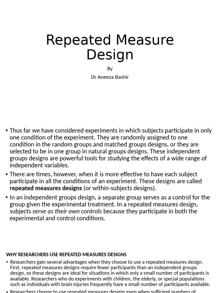 Repeated Measure Design | PDF | Experiment | Statistics