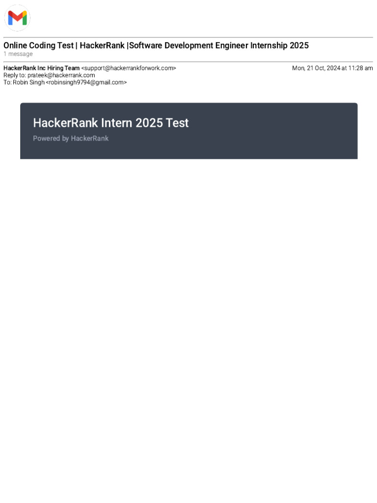 Gmail - Online Coding Test - HackerRank - Software Development Engineer ...