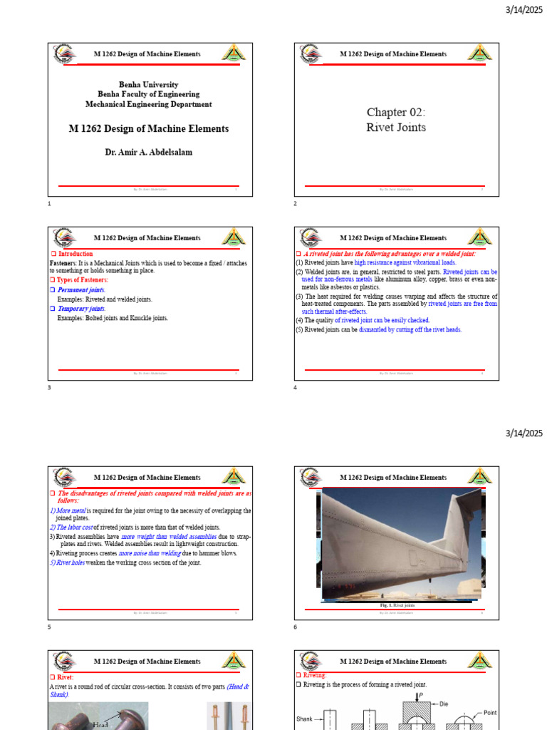 Chapter 02. Rivet Joints | PDF | Rivet | Welding
