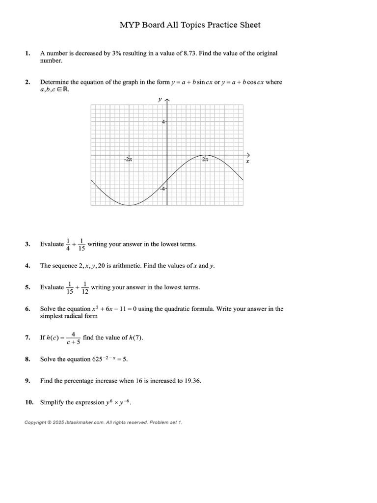 MYP Boards All Topics Practice Sheet | PDF | All Rights Reserved ...