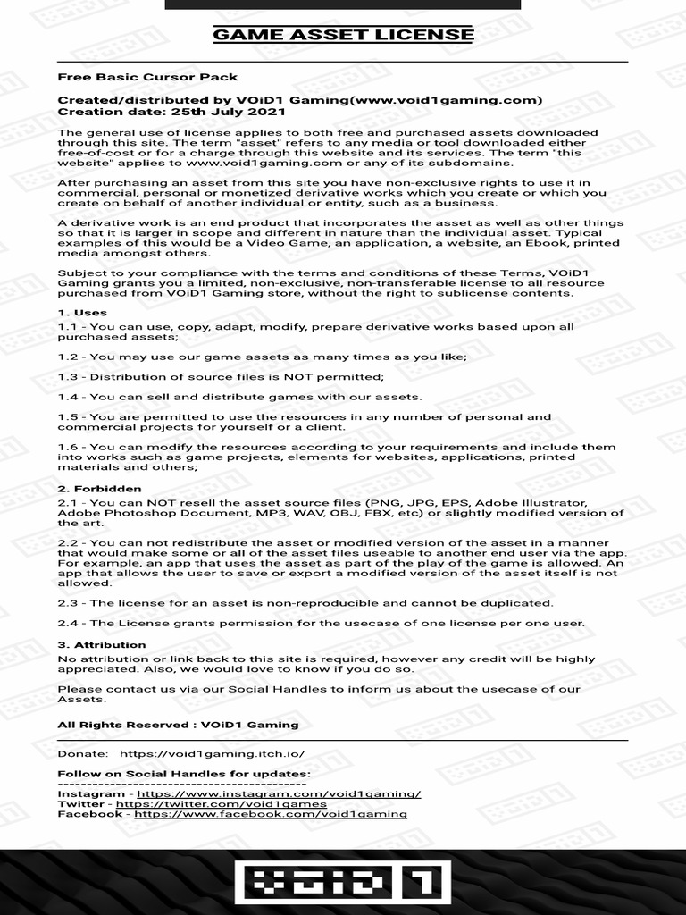 Free Basic Cursor Pack License | PDF