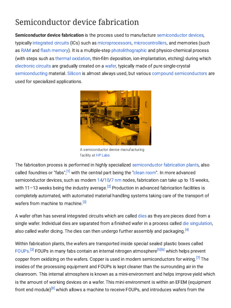 Semiconductor Device Fabrication - Wikipedia | PDF | Semiconductor ...