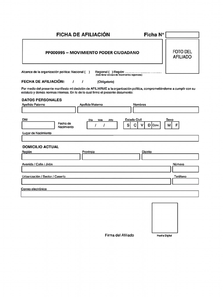 Ficha de Afiliacion 2023 V1 | PDF