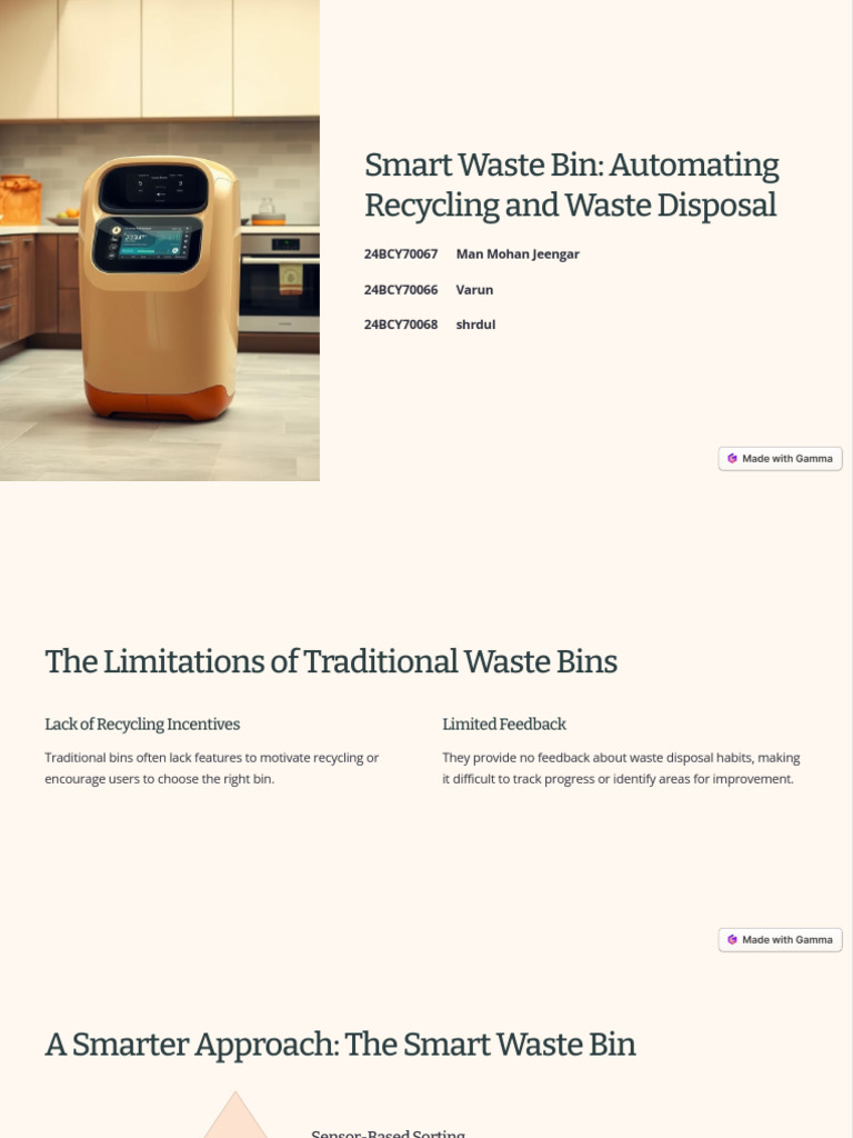 Smart Waste Bin Automating Recycling and Waste Disposal | PDF