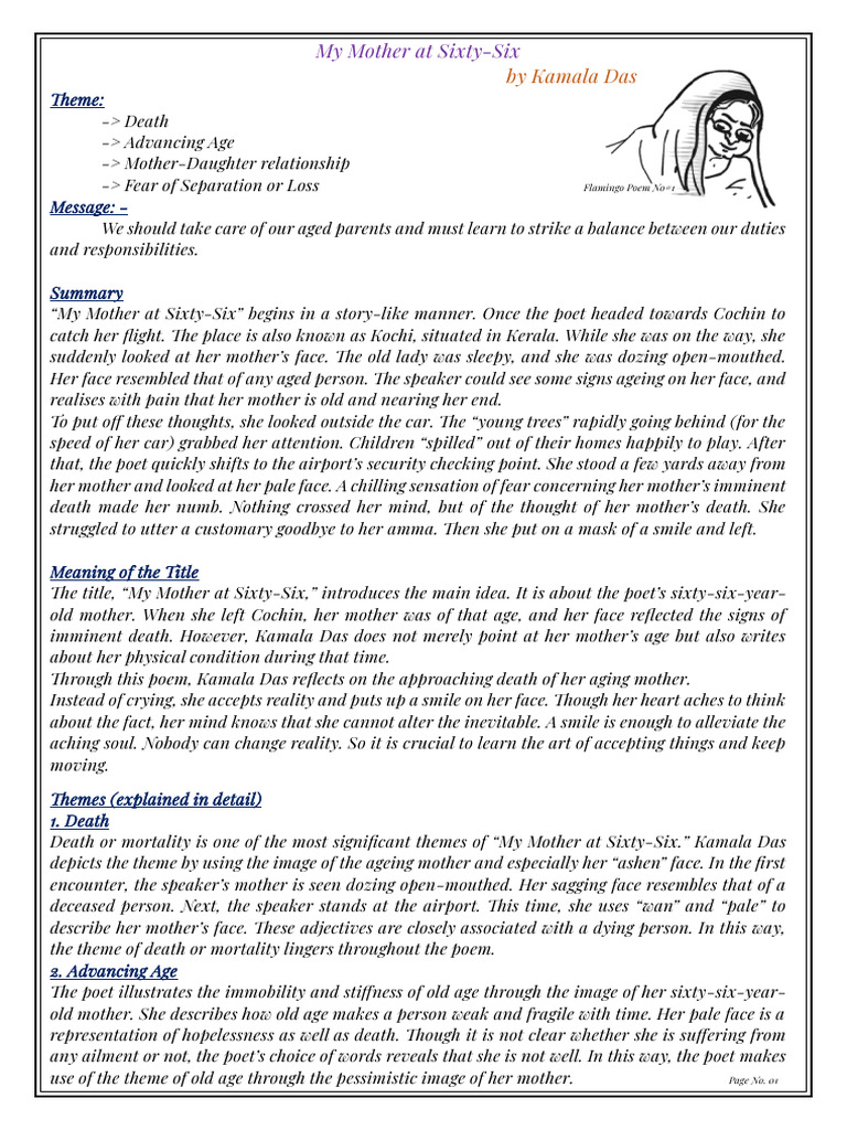 Important Notes-My Mother at Sixty-Six | PDF
