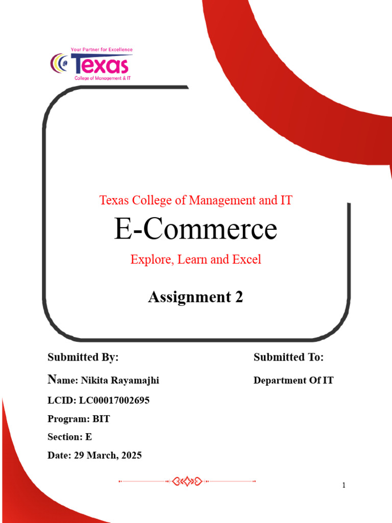 Nikitarayamajhi Ecommerce Assignment2 Pdf E Commerce Logistics
