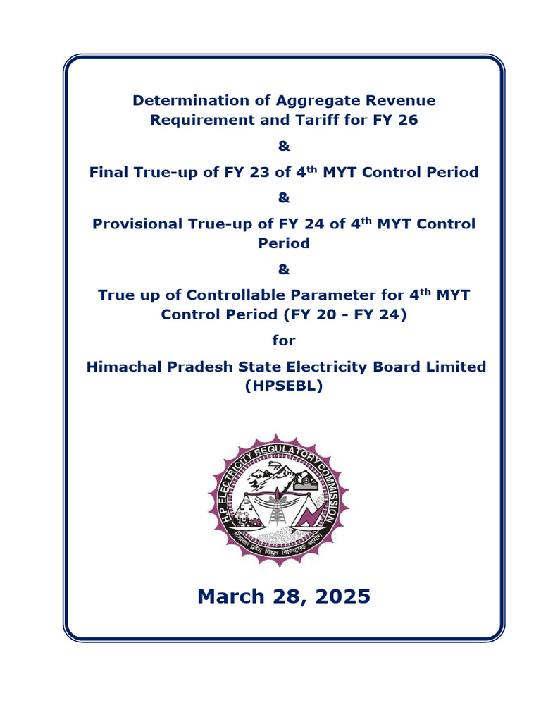 HPSEBL FY 26 Tariff & True-Up Order | PDF | Expense | Electric Power ...