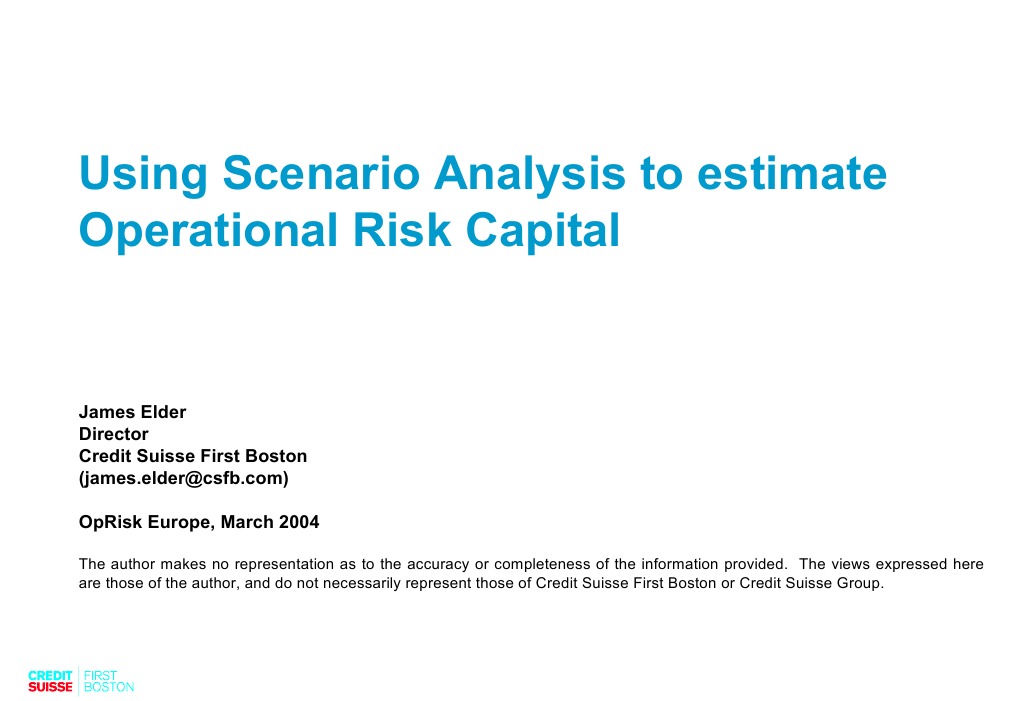 OpRisk Scenario Analysis | PDF | Operational Risk | Risk