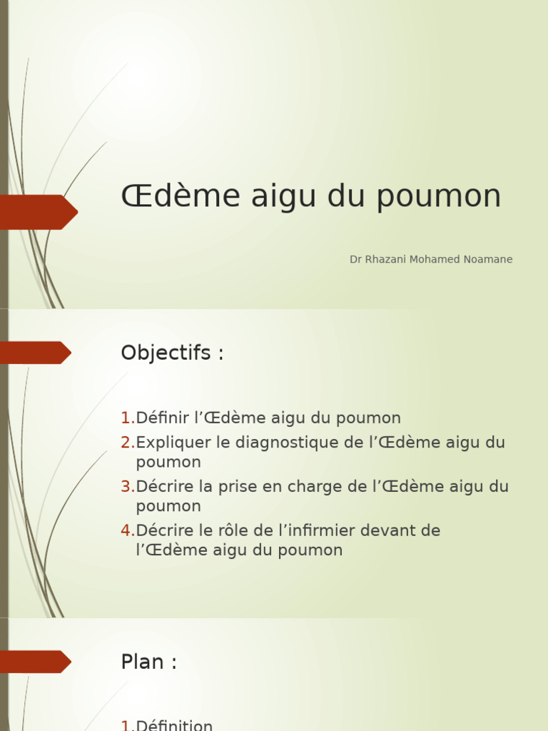 Urgence : Œdème Aigu du Poumon | PDF | Pneumologie | Maladies et ...