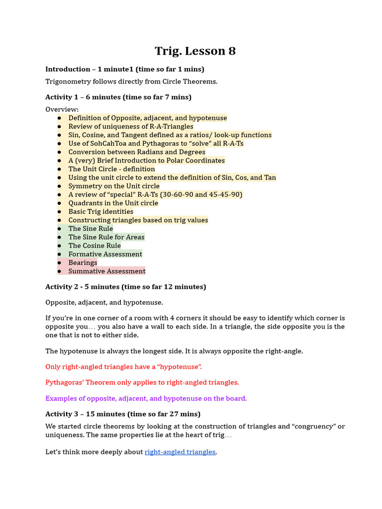 HZ11 Trig Lesson 8 | PDF | Trigonometry | Euclidean Plane Geometry