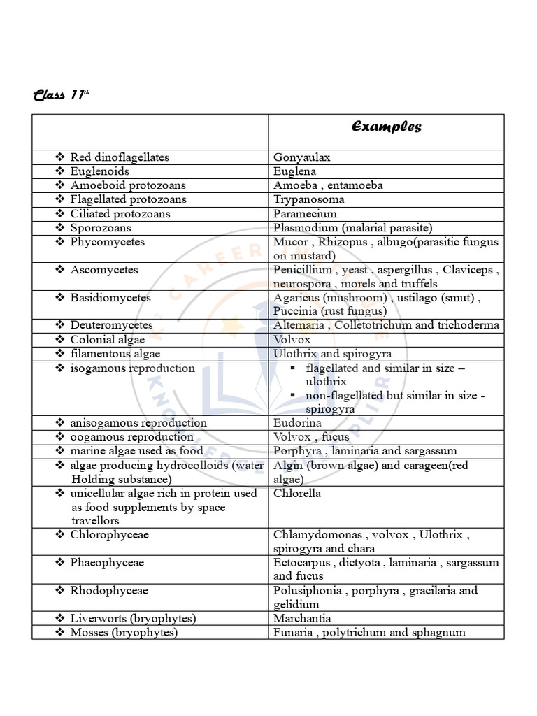 Unicellular Algae Examples in NCERT | PDF | Gill | Pollination