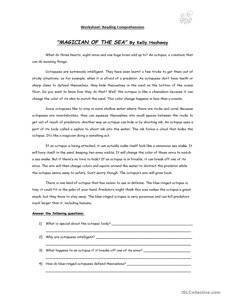 Magician of The Sea - Reading Comprehension - Story | PDF | Octopus ...