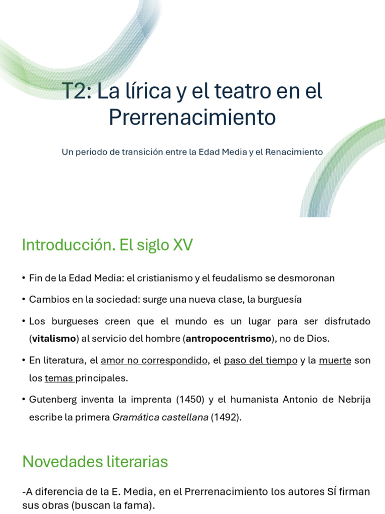 T2 Prerrenacimiento (3) | PDF | Literatura española