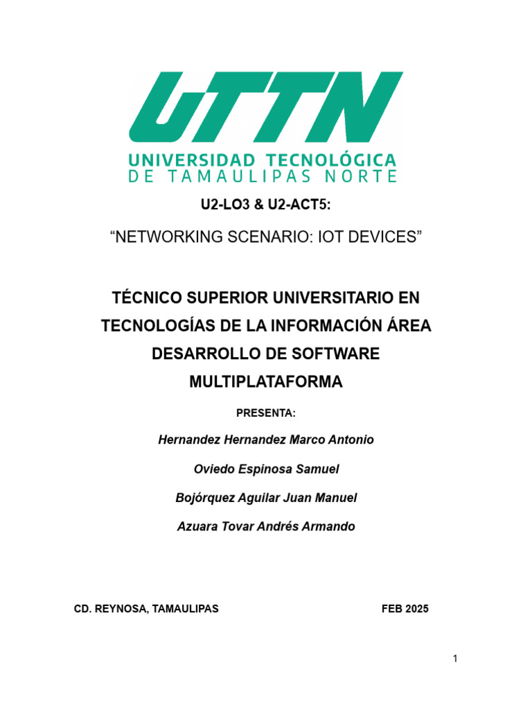 Document Networking Scenario Iot Devices Pdf Internet Of Things