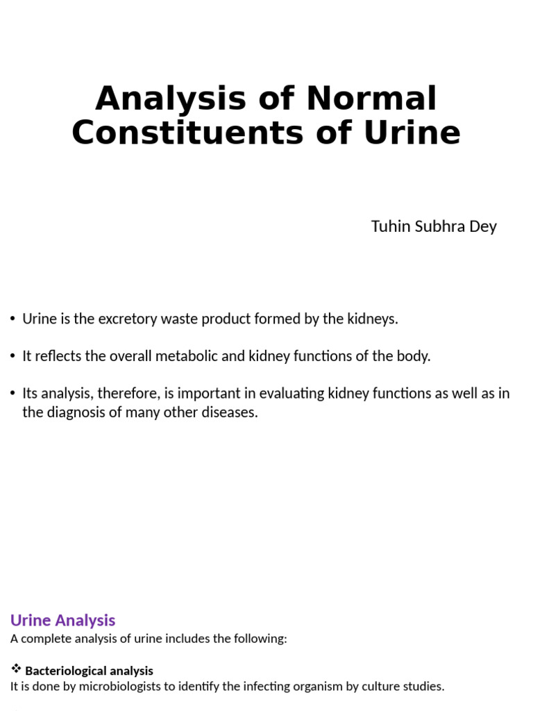 Analysis of Normal Constituents of Urine | PDF | Urine | Kidney