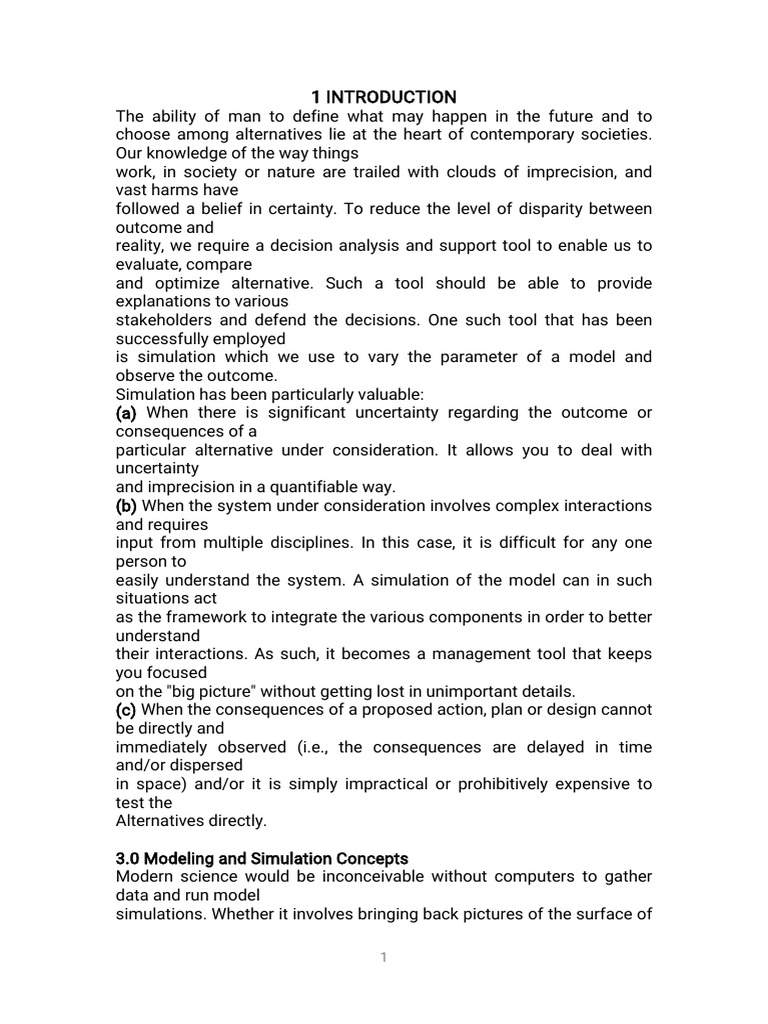 1 INTRODUCTION Model and Simulation | PDF | Randomness | Statistical Theory