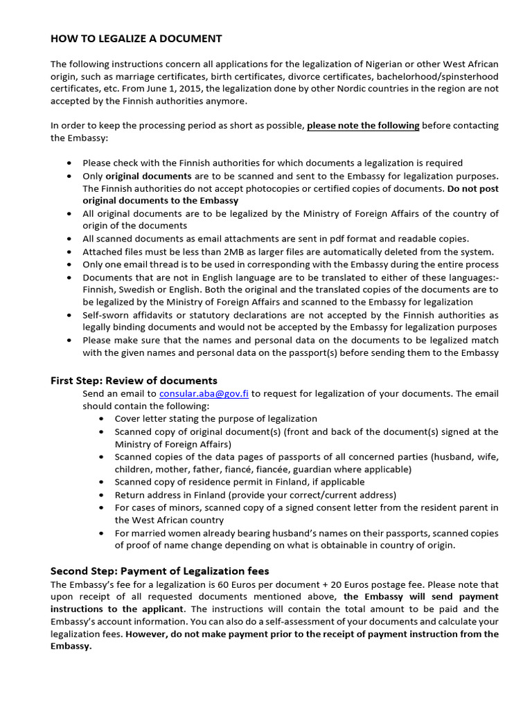 Legalizing Nigerian Documents in Finland | PDF | Receipt