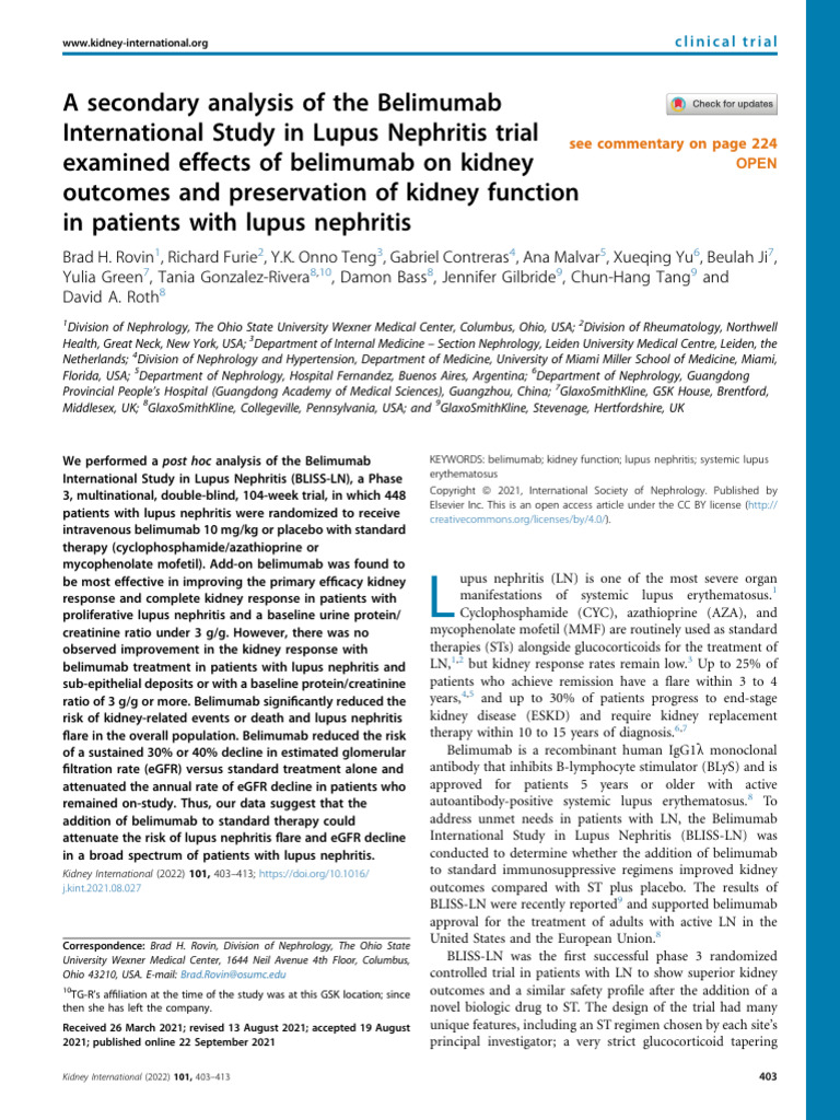 Belimumab's Impact on Lupus Nephritis Outcomes | PDF | Clinical ...
