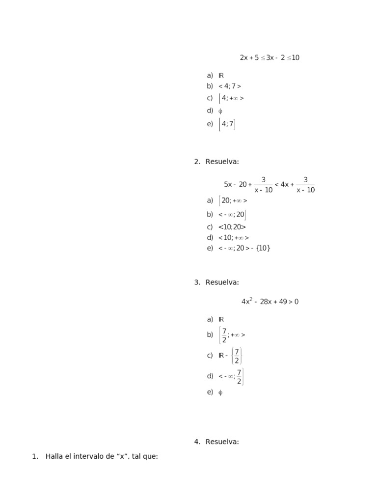 Práctica Nº 12 - Desigualdades e Inecuaciones FINAL | PDF