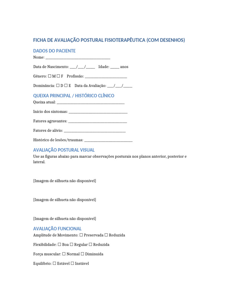 Ficha de Avaliação Postural Fisioterapêutica | PDF
