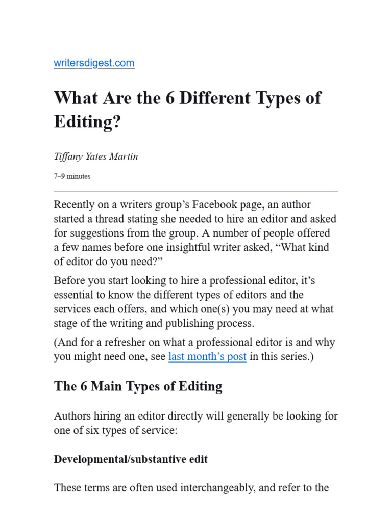 What Are the 6 Different Types of Editing_ - Writer's Digest | PDF ...