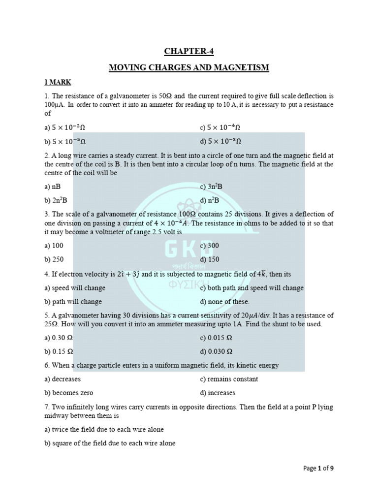 Moving Charges and Magnetism Concepts | PDF | Helix | Magnetic Field