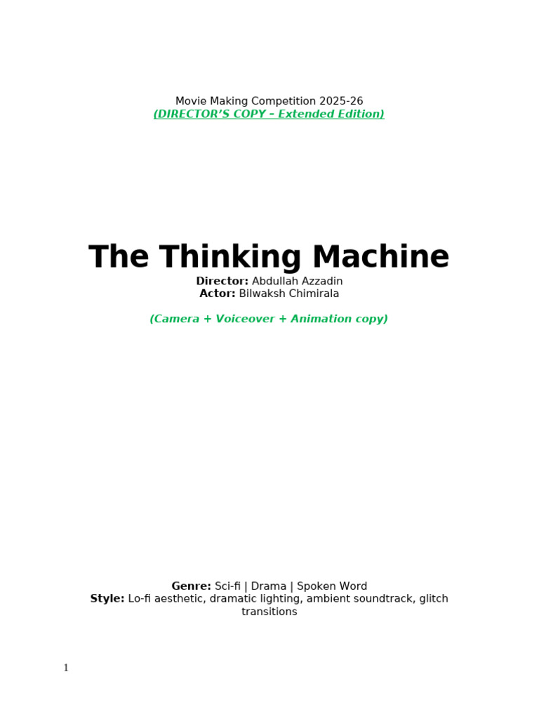 The Thinking Machine: A Sci-Fi Journey | PDF | Storytelling