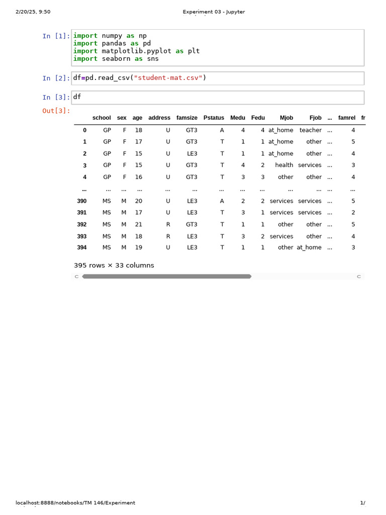 Experiment 03 - AIML (TM146) | PDF | Mean Squared Error | Regression Analysis