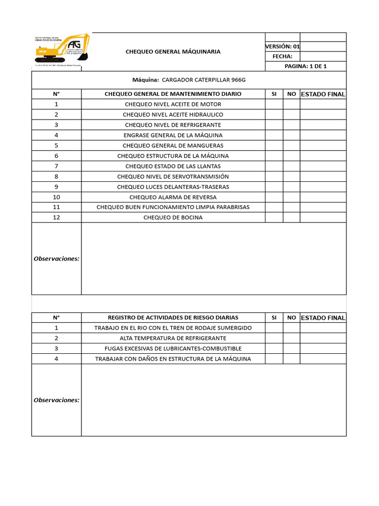 Chequeo Cargador 966 | PDF