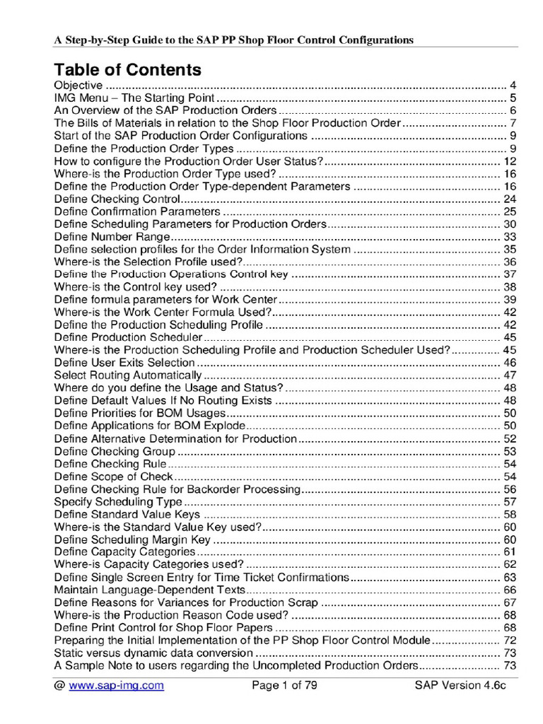 PP Shop Floor Configuration | PDF