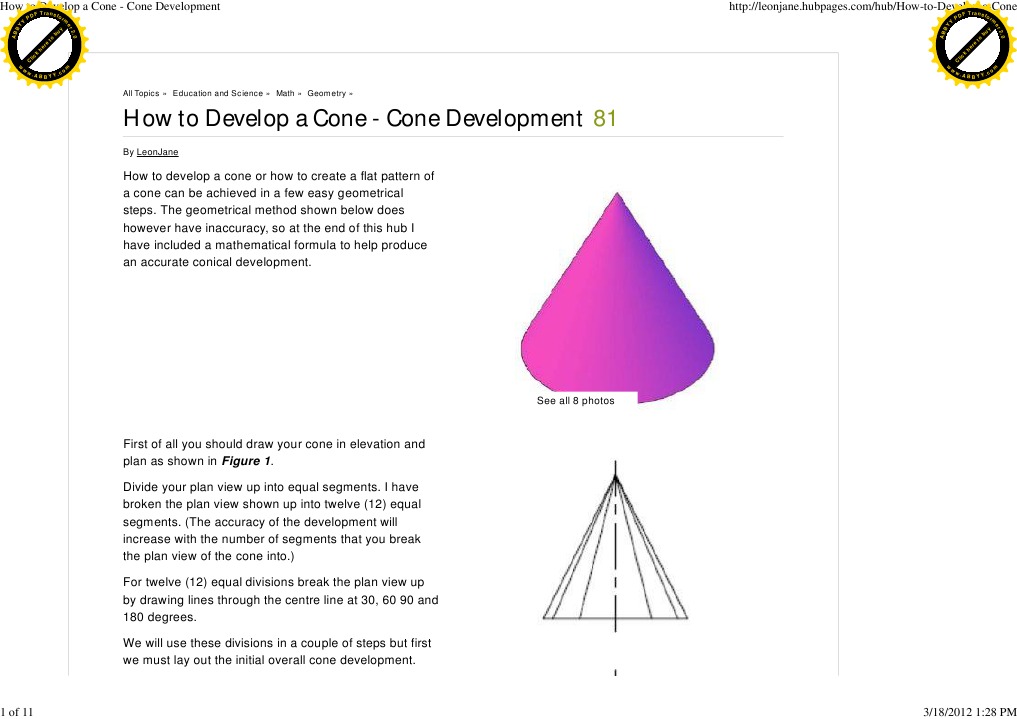 Cone Development | PDF | Circle | Angle