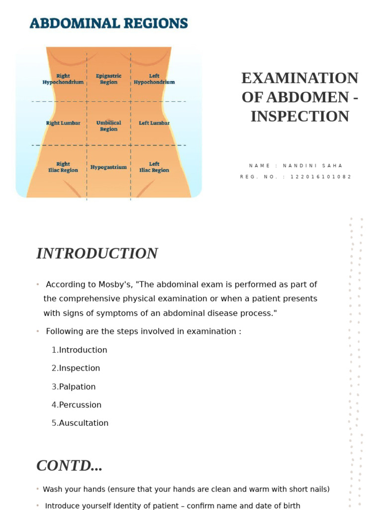 Abdominal Inspections | PDF | Abdomen | Physical Examination