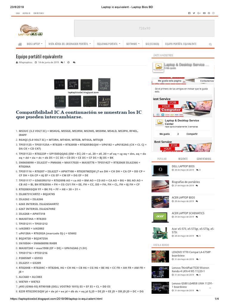 Equivalentes de IC para Laptops | PDF | Microcomputadoras ...