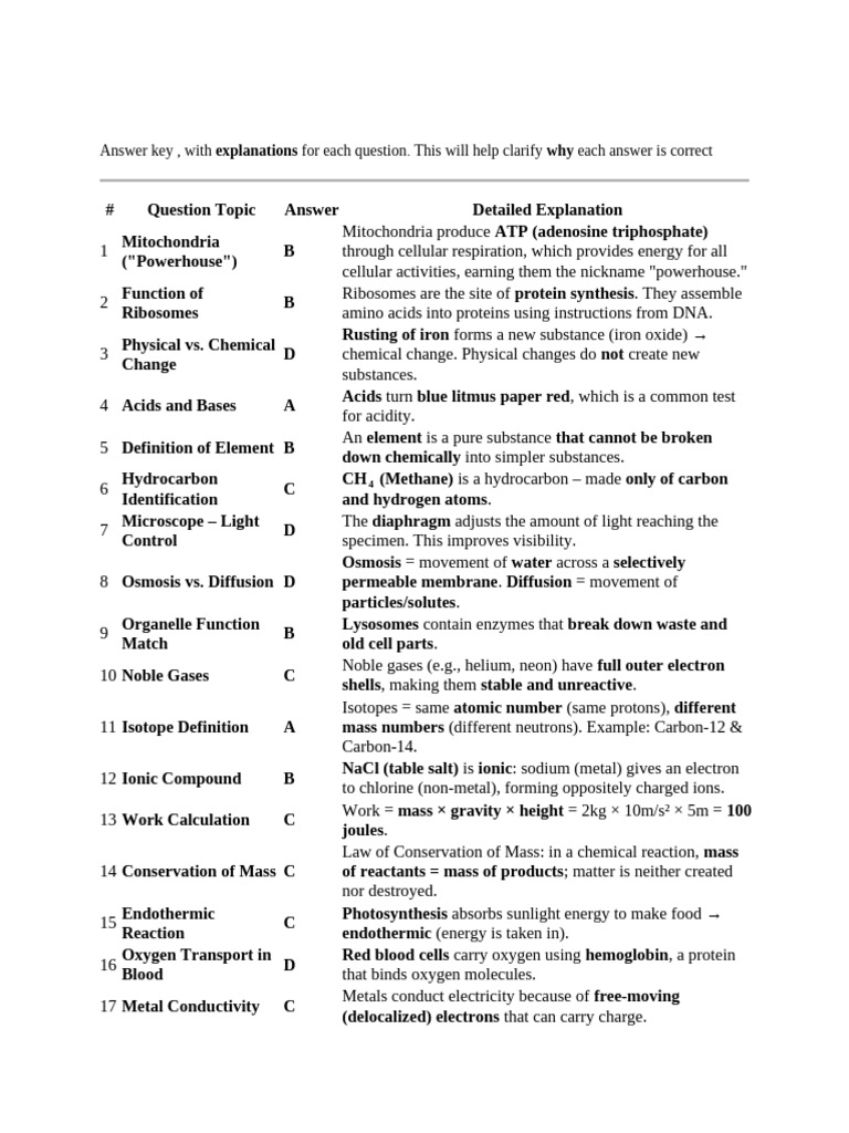 G.S grade 8 answer explanation | PDF | Chemical Bond | Chemical Reactions
