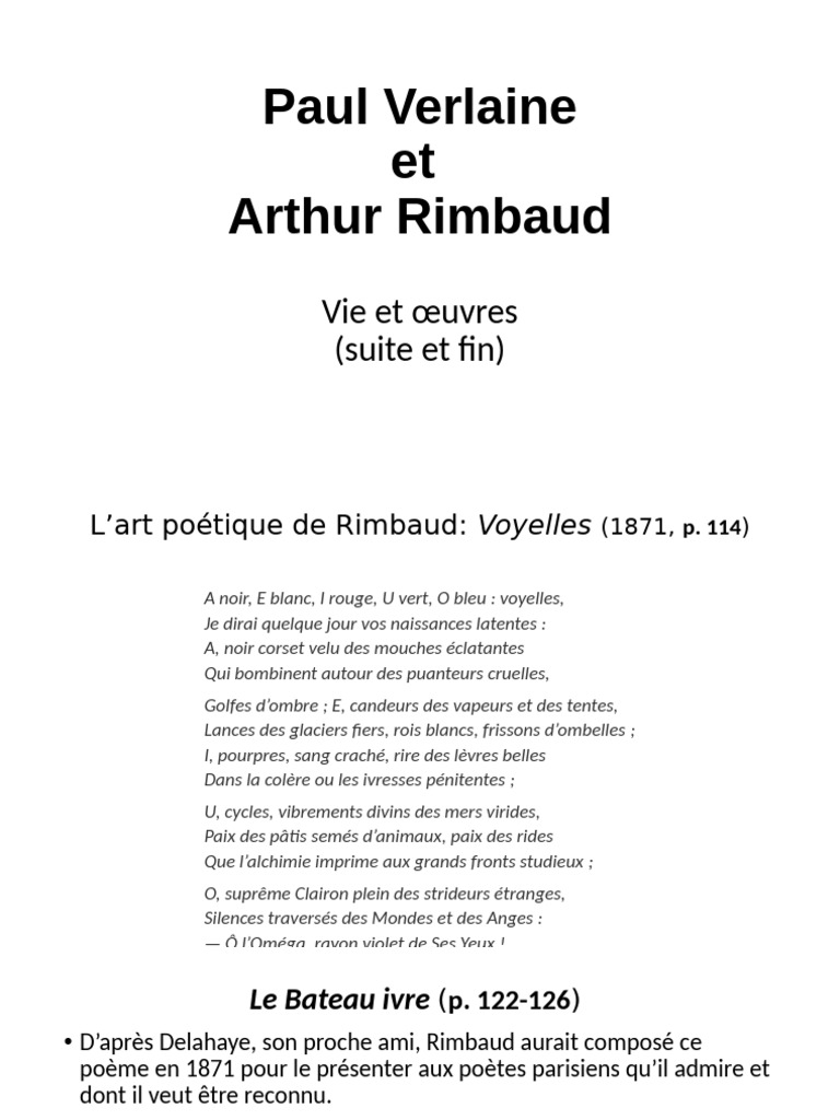 Verlaine Rimbaud Vie Oeuvre 4 | PDF | Arthur Rimbaud