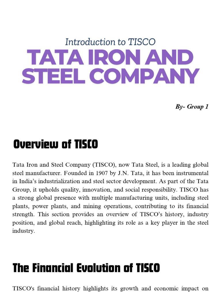 Overview of TISCO Tata Iron and Steel Company (TISCO) | PDF | Sustainability | Profit (Economics)