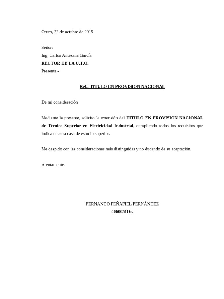 Solicitud Rector | PDF