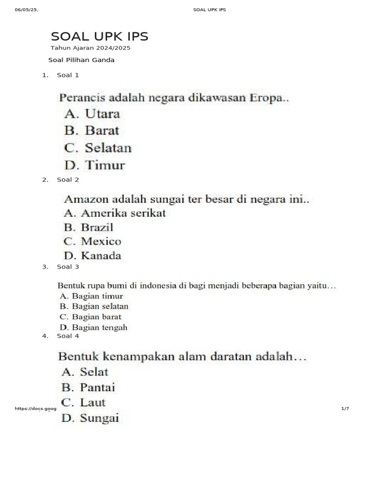 UPK IPS - Google Formulir | PDF