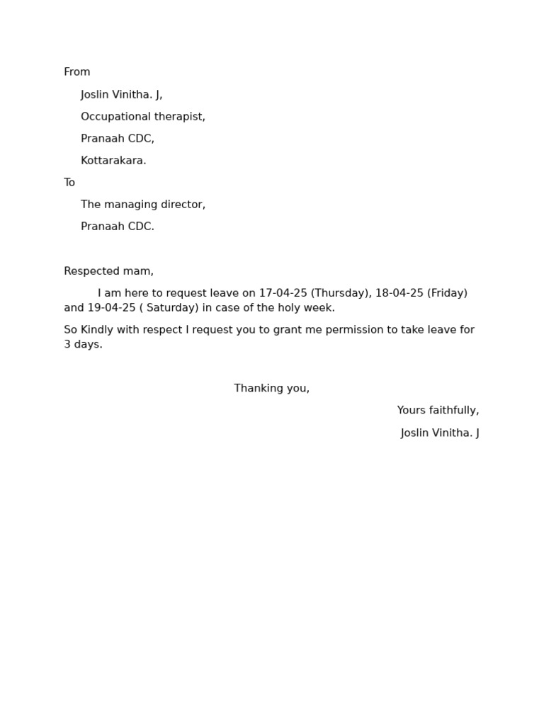 Leave Letter | PDF