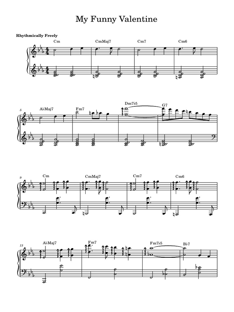 My Funny Valentine Piano Sheet | PDF